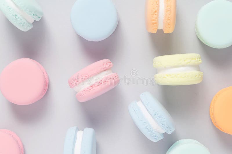 Colorful Macaroons on a Gray Background Stock Photo - Image of idea ...