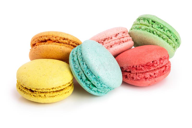 Colorful Macaroons Isolated On White Background Closeup Stock Photo ...