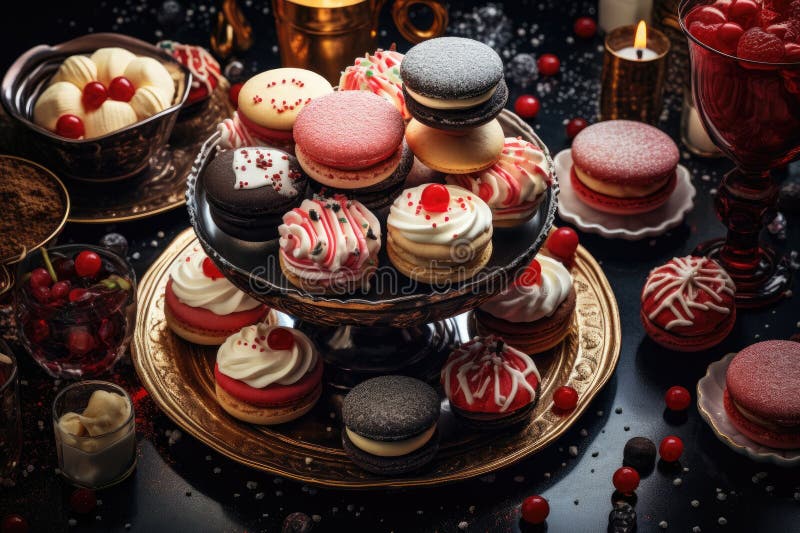 Colorful Macaroons on Plate Stock Illustration - Illustration of ...