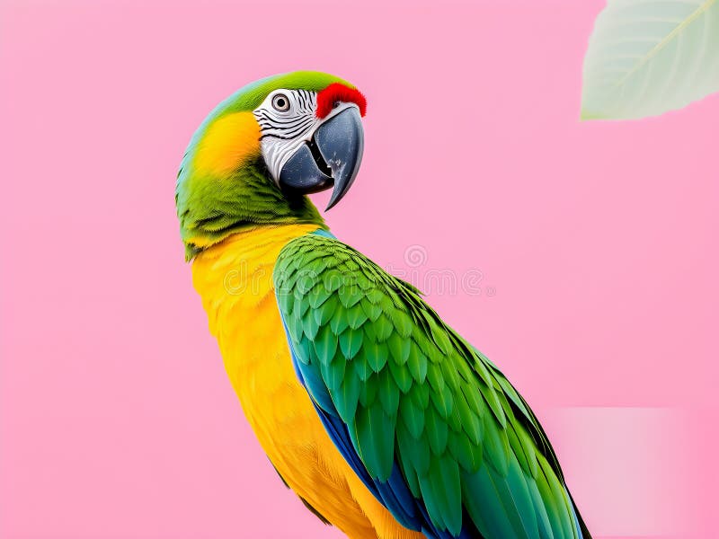 Colorful Macaw Parrot Isolated on Pink Background Stock Illustration ...