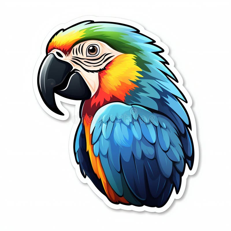 Colorful Macaw Parrot Sticker on White Background. Generative Ai Stock ...