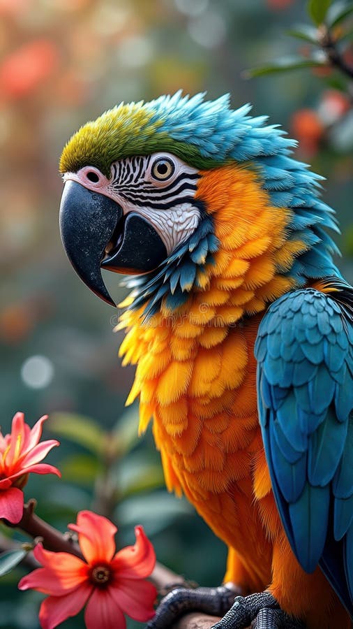 Colorful Macaw Parrot in Tropical Setting with Bright Feathers and ...