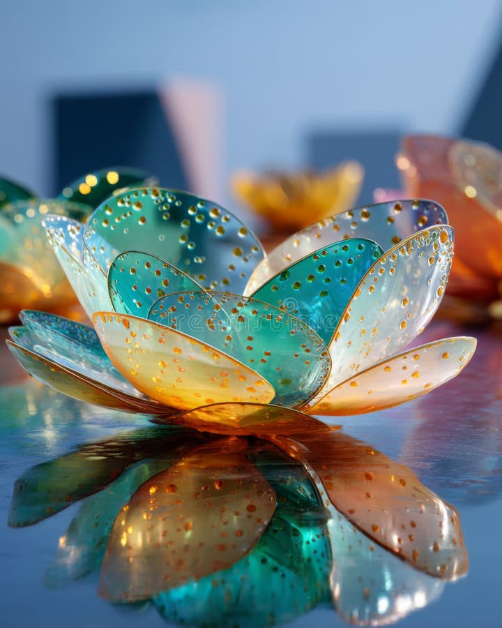Colorful Abstract Petal Structure Resembling Futuristic Solar Flower ...