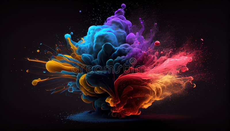 Colorful Magic Explosion on Black Background. Generative Ai Stock ...