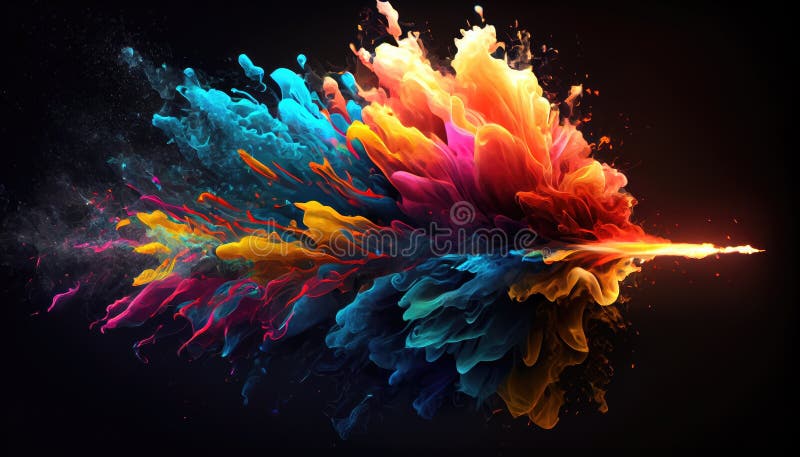 Colorful Magic Explosion on Black Background. Generative Ai Stock ...