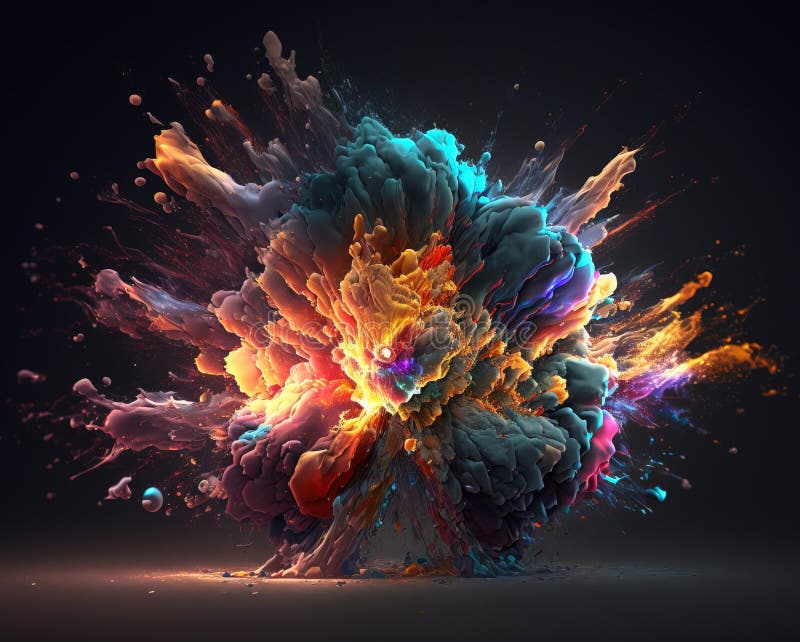 Colorful Magic Explosion on Dark Background. Surreal Mystical Fantasy ...