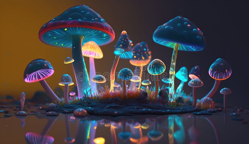 Colorful Magic Mushrooms Was a Breathtaking. Generative Ai Stock ...