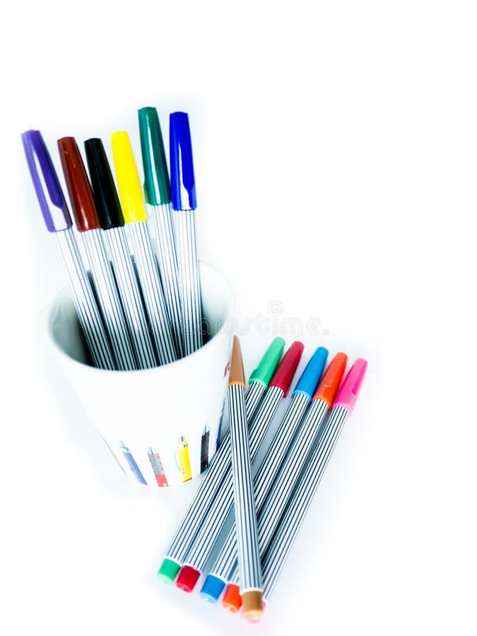 Colorful Magic Pens on White Background Stock Photo - Image of ...