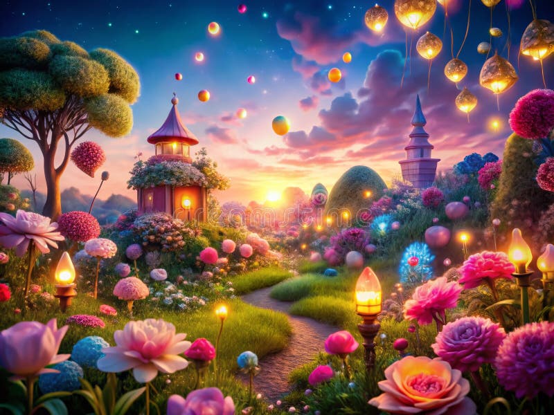 A Colorful Magical Dreamscape LowLight Fantasy Landscape Perfect for ...