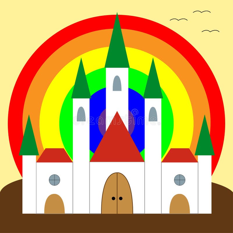 Colorful and Magical Medieval Castle Stock Illustration - Illustration ...