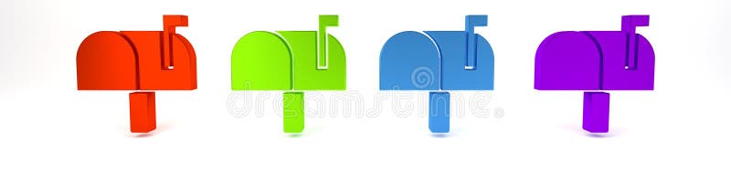 Colorful Mail Box Icon Isolated on White Background. Mailbox Icon. Mail ...