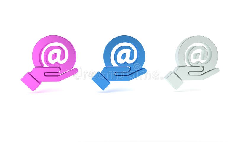 Colorful Mail and E-mail in Hand Icon Isolated on White Background ...
