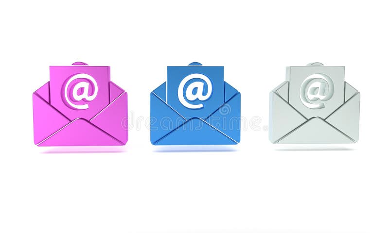 Colorful Mail and E-mail Icon Isolated on White Background. Envelope ...