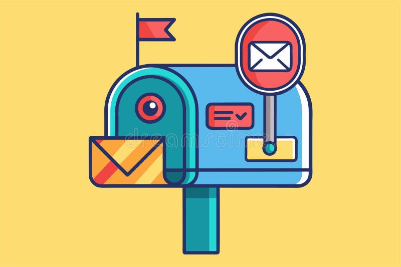 A Colorful Mailbox Design Features an Envelope and a Notification Icon ...