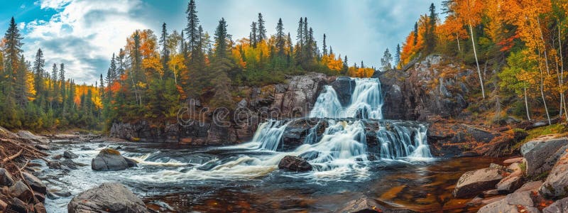 Colorful Majestic Waterfall in the Forest Stock Photo - Image of water ...