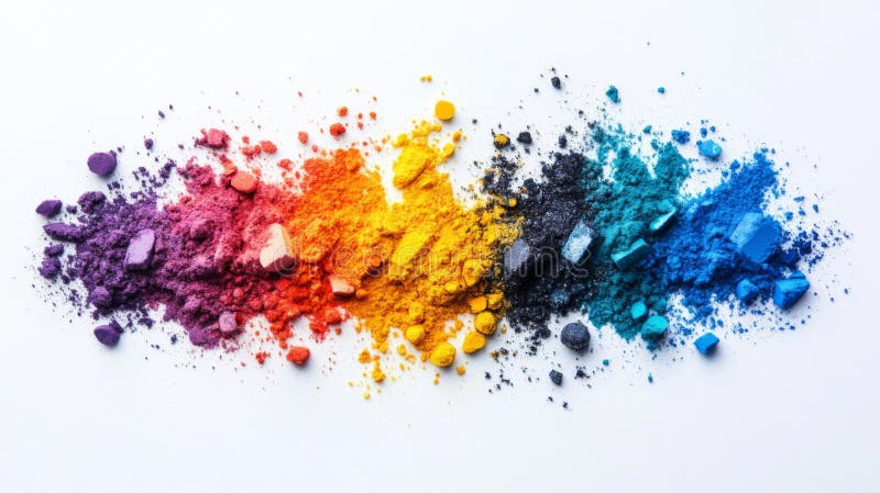 Colorful Makeup Powder Spilled Across White Background Stock ...