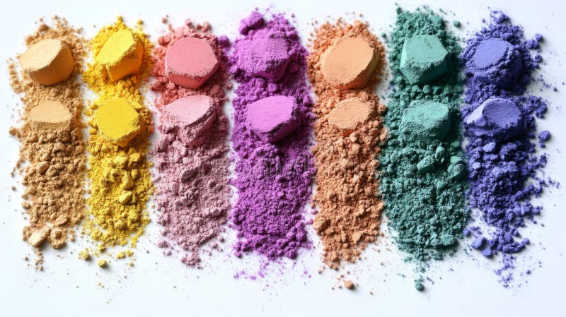 Colorful Makeup Powder Swatches Displayed on White Background Stock ...