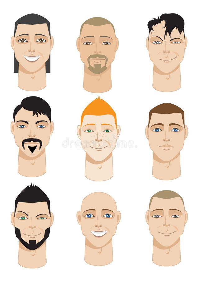 Colorful Male Faces stock vector. Illustration of person - 47784240