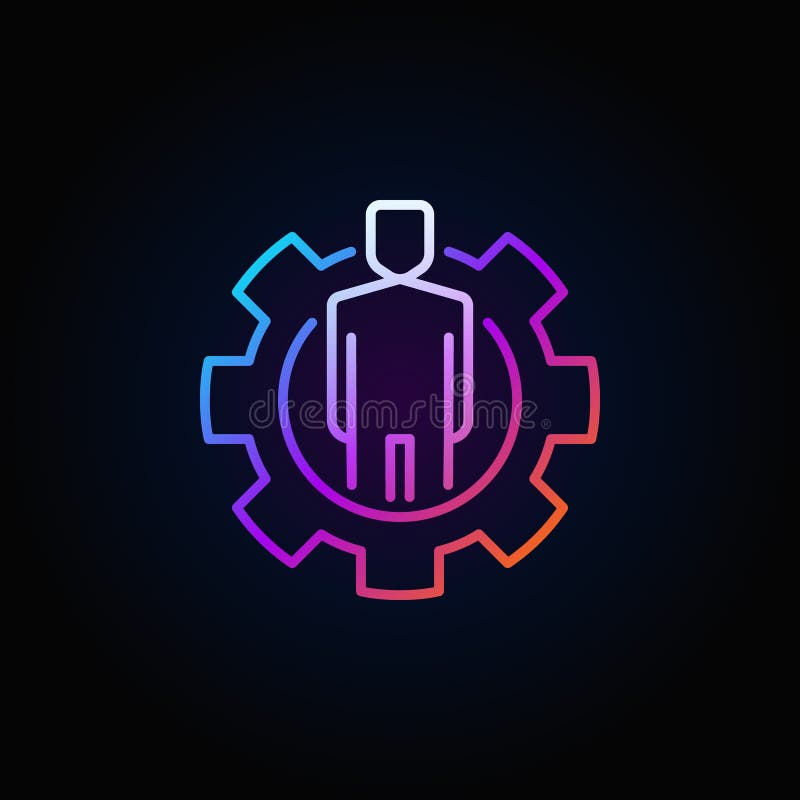 Colorful man in cog icon stock vector. Illustration of icon - 94015952