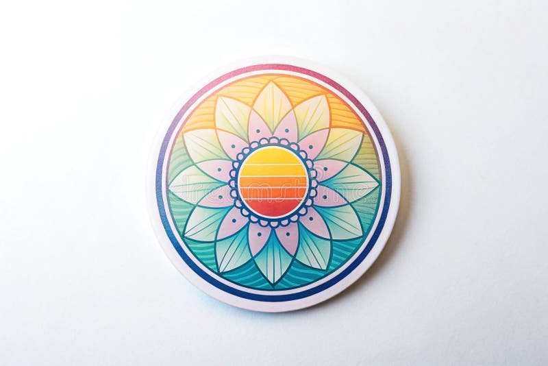 Colorful Mandala Coaster with Sunset Design Stock Illustration ...