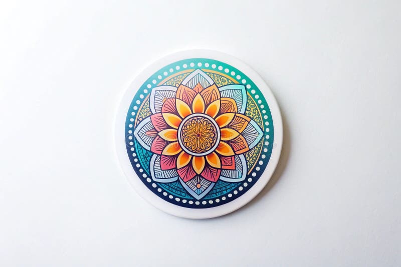 Colorful Mandala Design on Round Coaster Stock Illustration ...