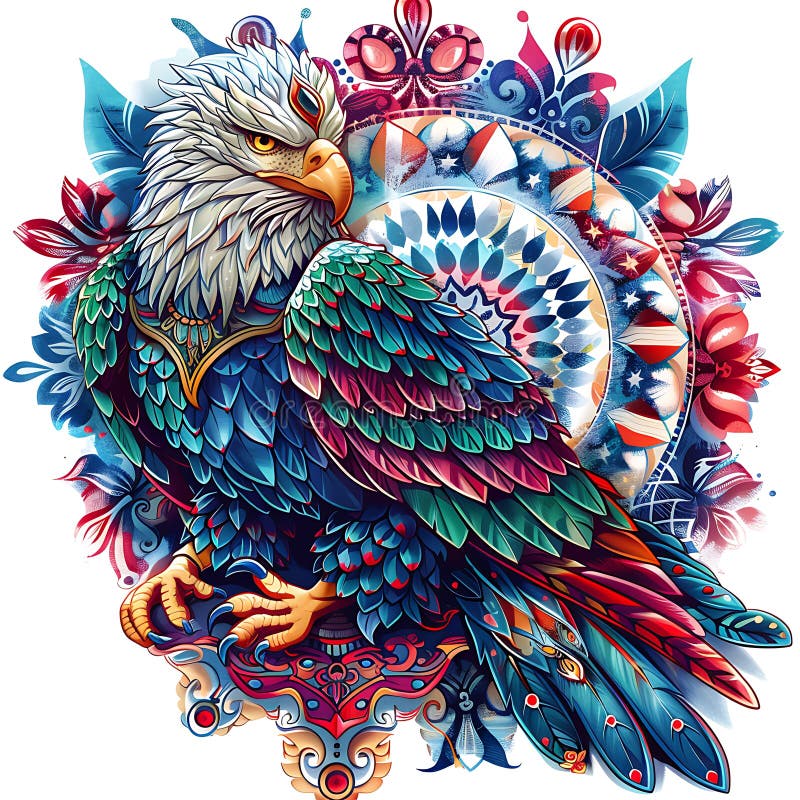 Colorful Mandala Eagle Artwork Design Stock Illustration - Illustration ...