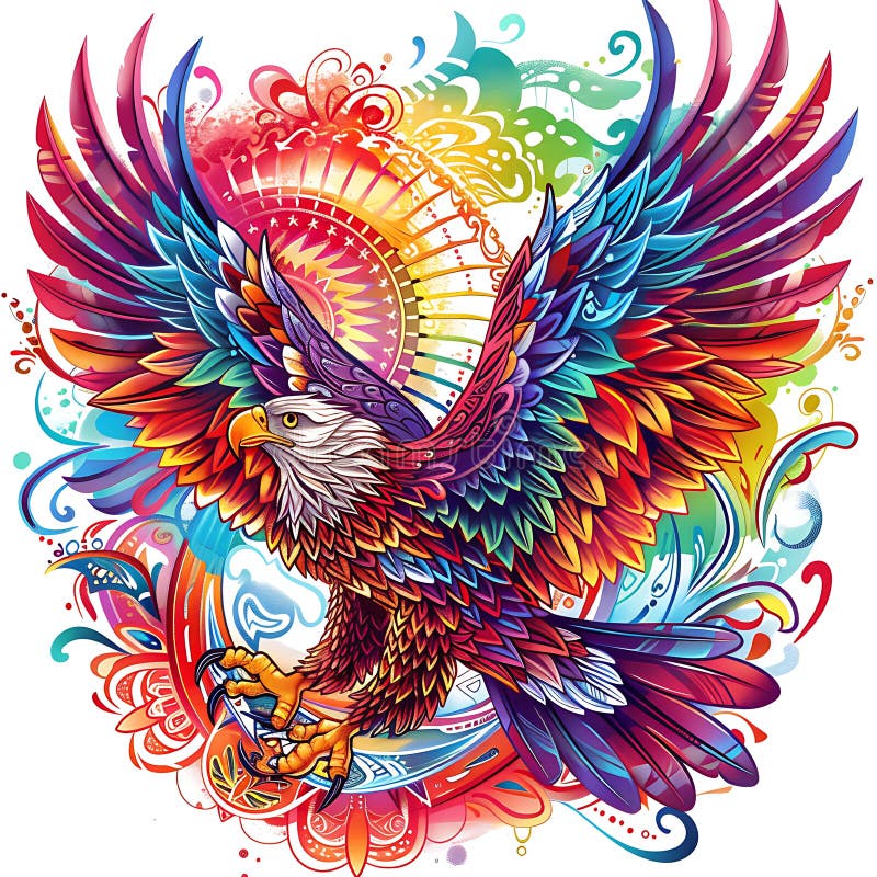 Colorful Mandala Eagle with Vibrant Patterns Stock Illustration ...