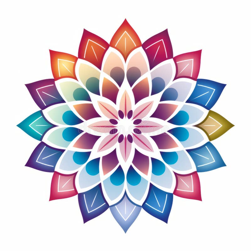 Colorful Mandala Flower Logo: Eye-catching Multilayered Design Stock ...