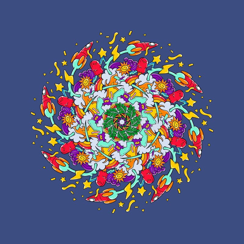 Rocket Mandala Stock Illustrations – 86 Rocket Mandala Stock ...