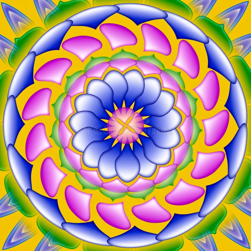 Colorful Mandala, Geometric Drawing Stock Illustration - Illustration ...