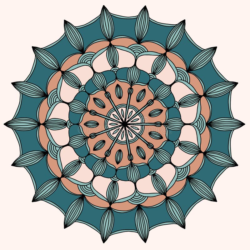 Colorful Mandala with Geometrical Elements, Raster Stock Illustration ...