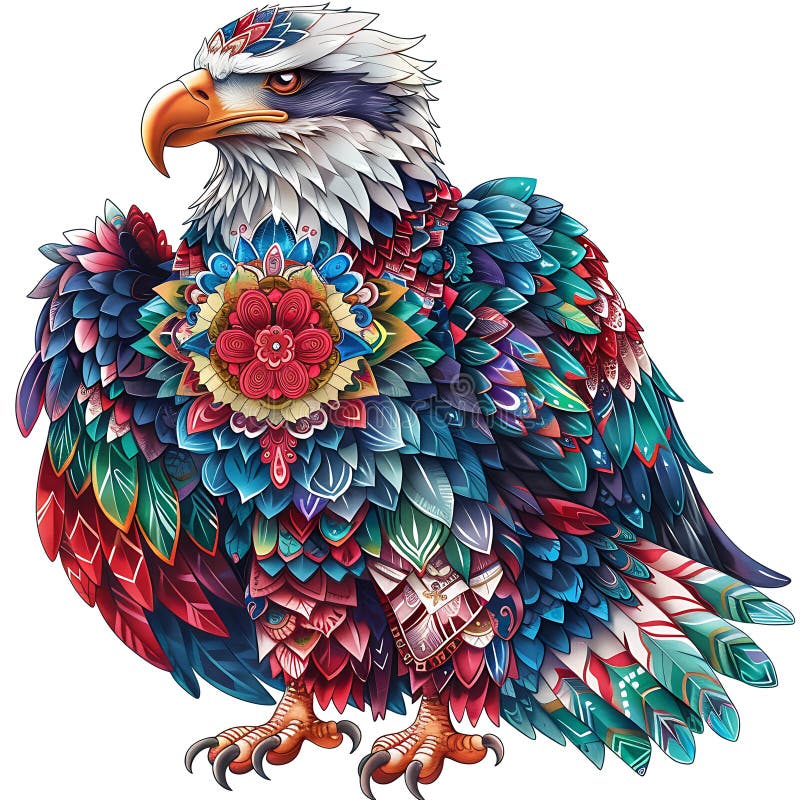 Colorful Mandala-Inspired Eagle Design Stock Illustration ...