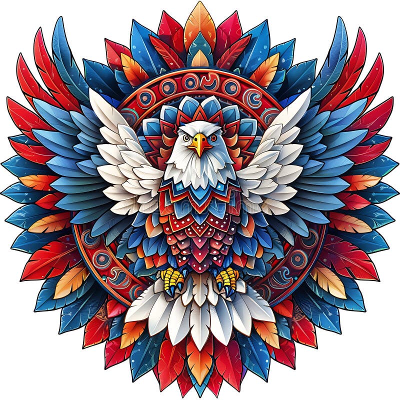Colorful Mandala with Majestic Eagle Design Stock Illustration ...
