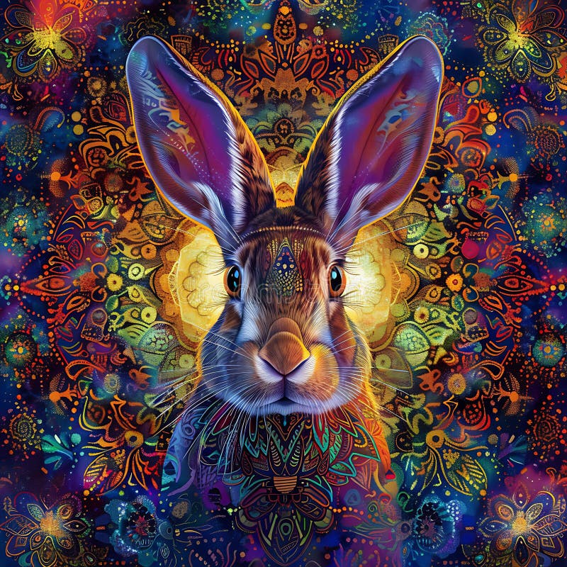Colorful Mandala Rabbit Artwork for Creativity Stock Illustration ...