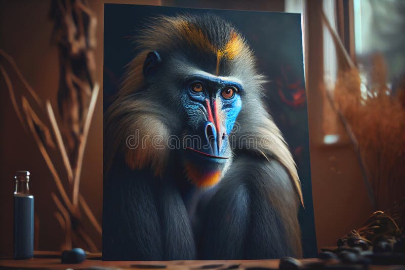 Colorful Mandrill Monkey Painting Stock Illustration - Illustration of ...