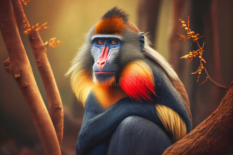 Mandrill monkey stock illustration. Illustration of colorful - 271256212