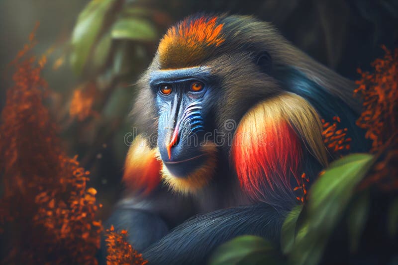 Mandrill monkey stock illustration. Illustration of environment - 271256225