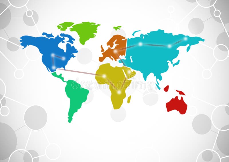 Colorful Map with Connected Background Stock Illustration ...