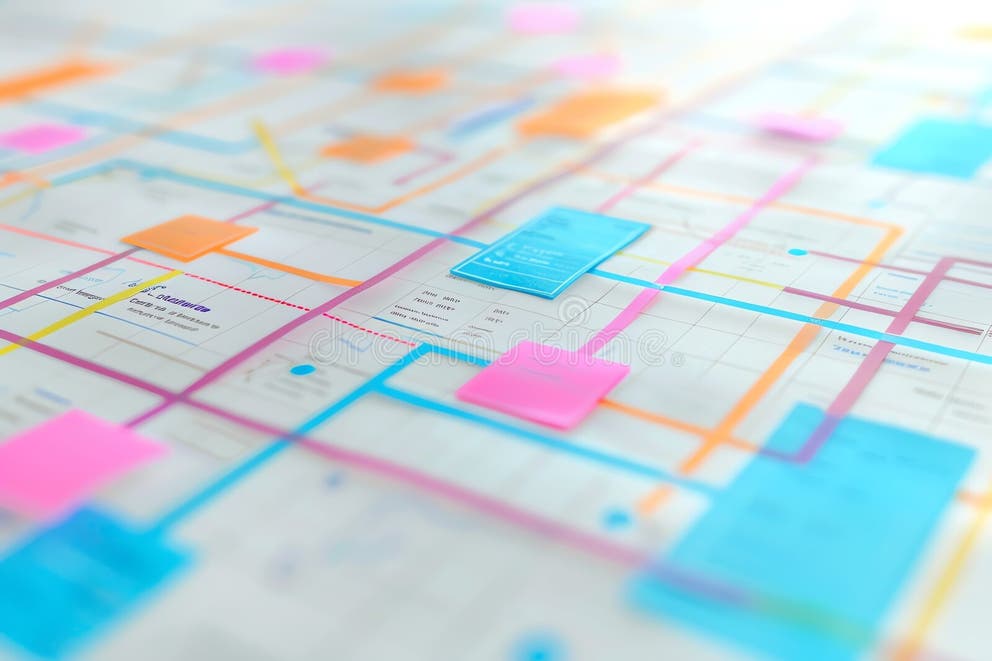 Colorful Map Design with Sticky Notes Stock Photo - Image of display ...