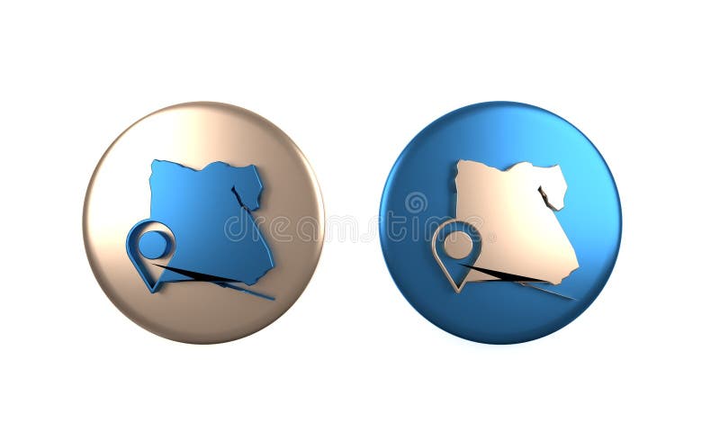 Colorful Map of Egypt Icon Isolated on White Background. Circle Button ...
