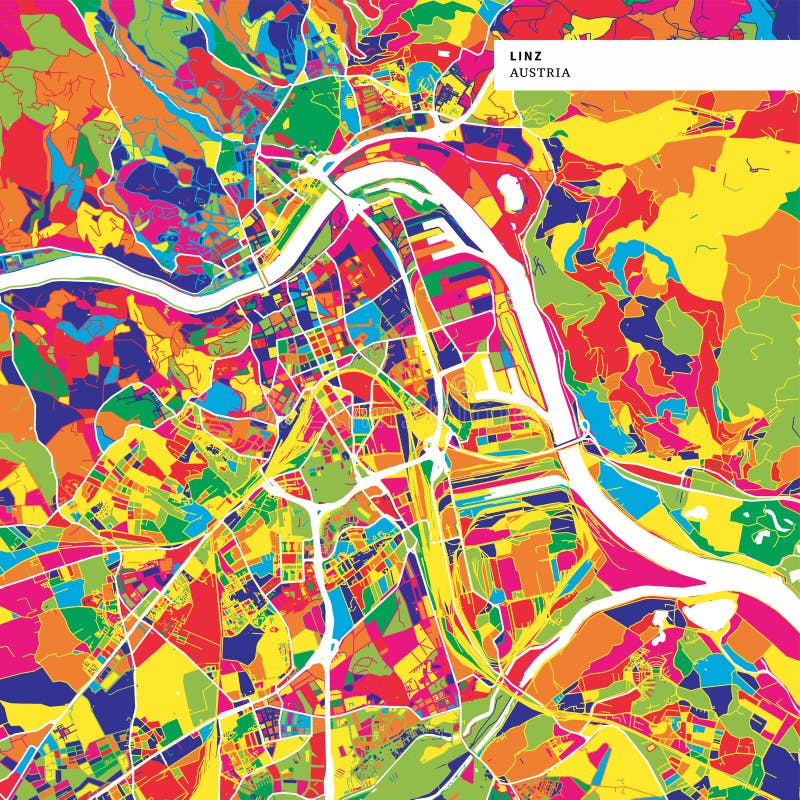 Colorful Map of Linz, Austria Stock Vector - Illustration of plan ...
