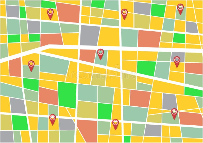 Colorful Map with Location Pointer Stock Vector - Illustration of city ...