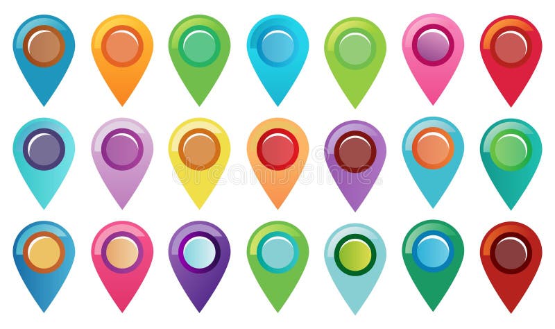 Colorful Map Marker Vector Set Vibrant Location Icons Stock