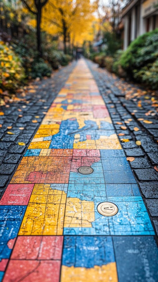 Colorful Map Pathway stock illustration. Illustration of public - 340414027