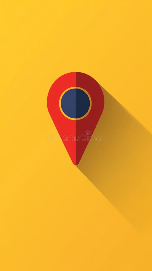 Colorful Map Pin Icon on Vibrant Yellow Background for Location ...