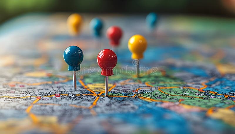 Colorful Map Pins stock illustration. Illustration of pins - 375597404