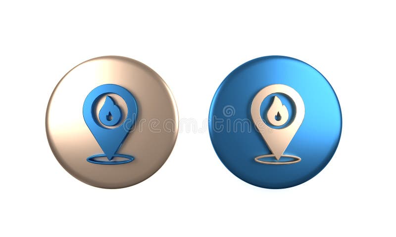 Colorful Map Pointer with Fire Flame Icon Isolated on White Background ...