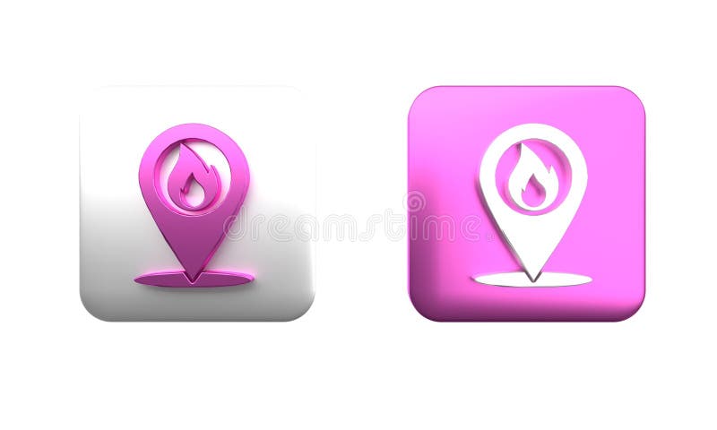 Colorful Map Pointer with Fire Flame Icon Isolated on White Background ...