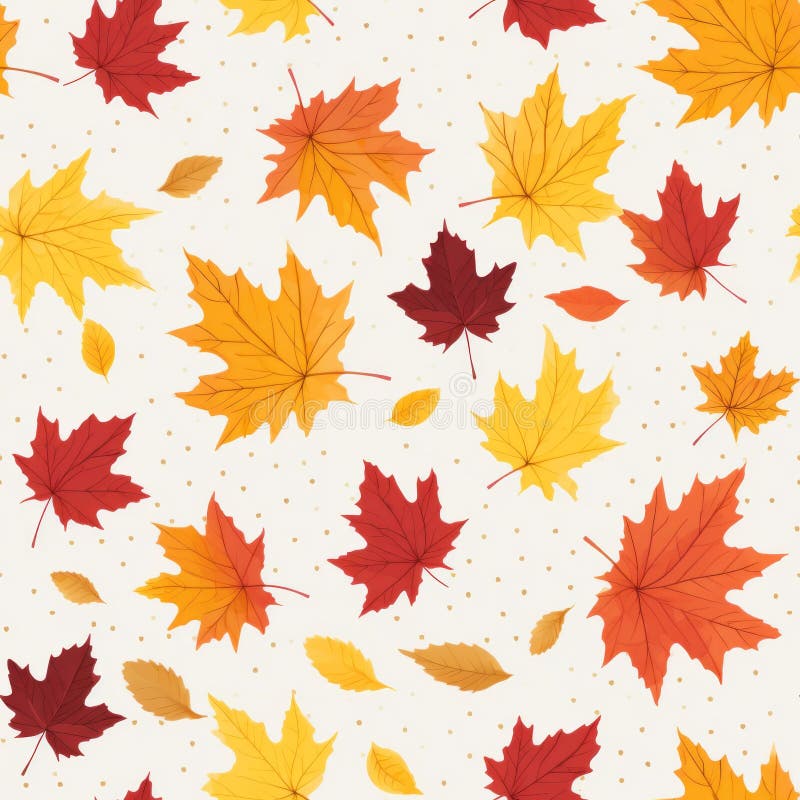 Colorful Maple Leaf Seamless Vector Illustration on Light Background ...