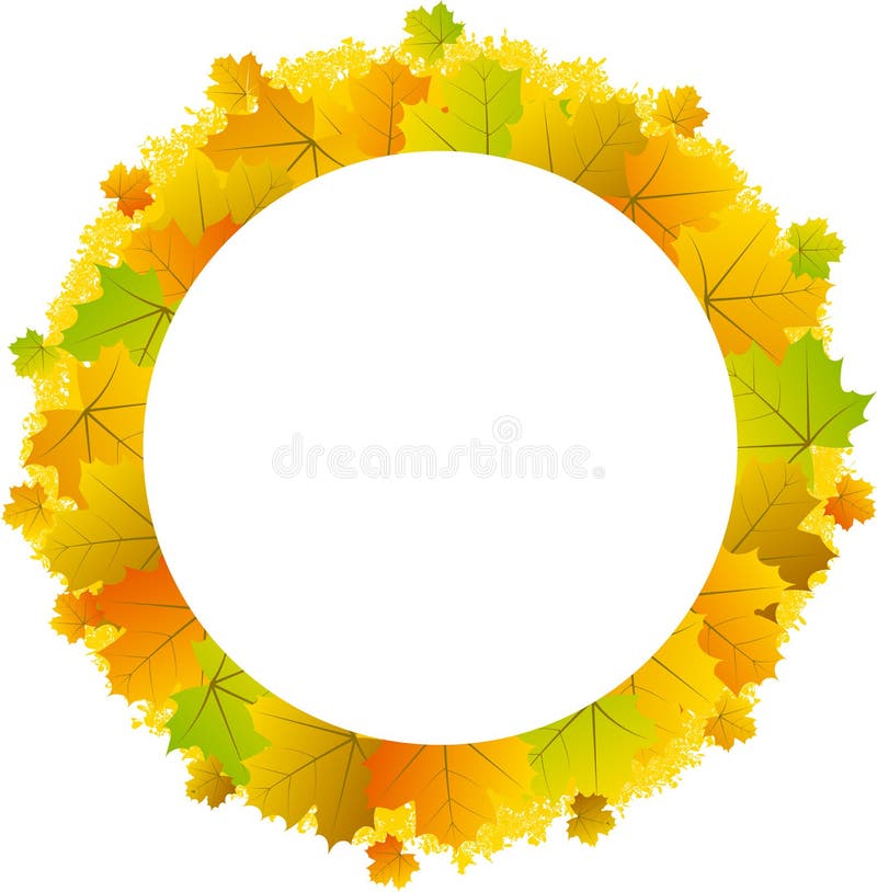 Colorful Maple Leaves Round Border Banner Stock Vector - Illustration ...